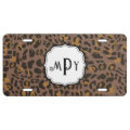 Leopard Cheetah Bronze Metallic Glitter Monogram License Plate | Zazzle