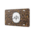 Leopard Cheetah Bronze Metallic Glitter Monogram License Plate | Zazzle