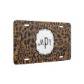 Leopard Cheetah Bronze Metallic Glitter Monogram License Plate | Zazzle