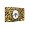 Leopard Cheetah Gold Metallic Glitter Monogram License Plate | Zazzle