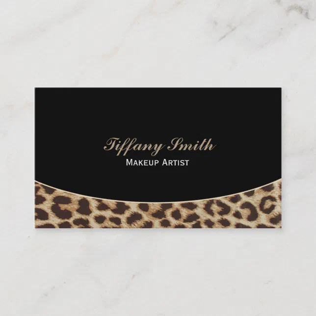 Leopard Cheetah Print Black Business Card | Zazzle