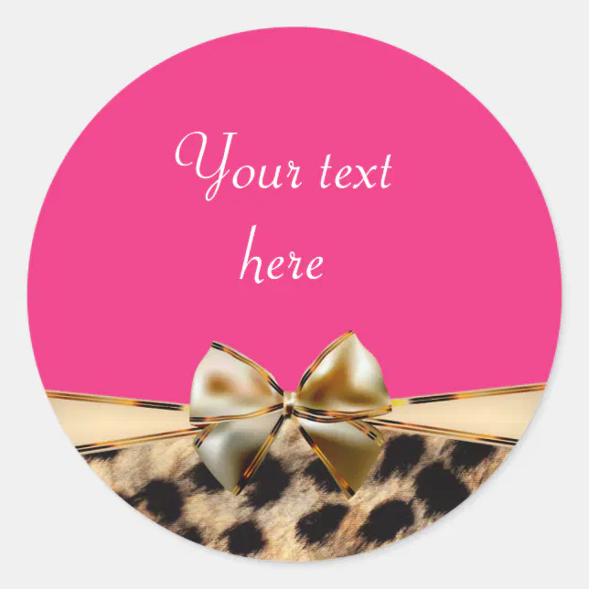 Leopard Cheetah Print Bow Pink Party Stickers | Zazzle