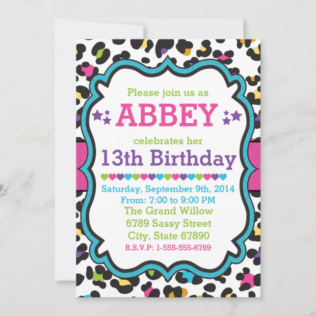Leopard Cheetah Print Invitation Birthday | Zazzle