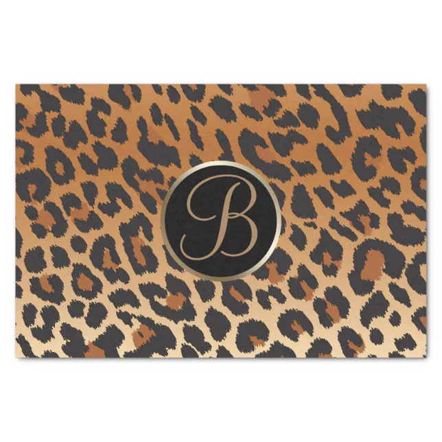 Leopard Cheetah Print Spot Monogram Letter Initial Tissue Paper | Zazzle