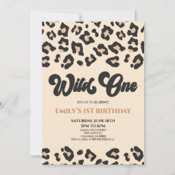 Leopard Cheetah Print Wild One 1st Birthday Party Invitation | Zazzle