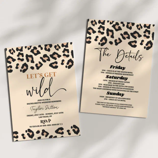 Leopard Cheetah Wild Bachelorette Weekend Party Invitation | Zazzle