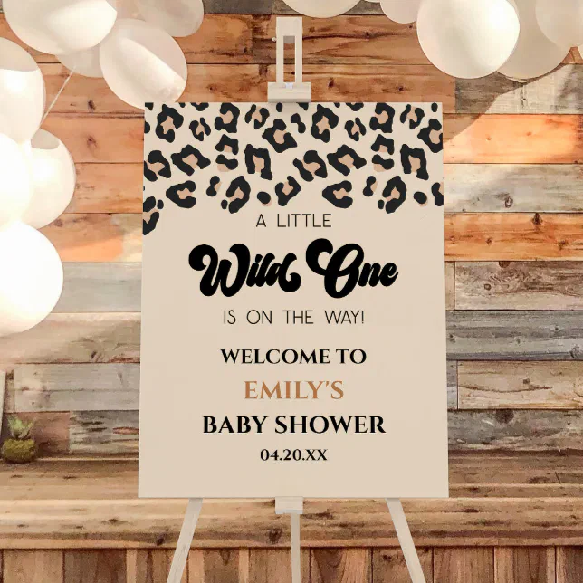 Leopard Cheetah Wild One Baby Shower Welcome Sign | Zazzle