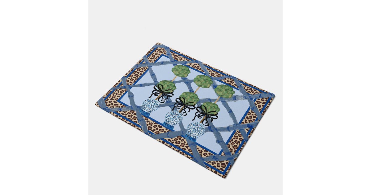 Leopard Chinoiserie Ginger Jar jars Doormat Rug | Zazzle