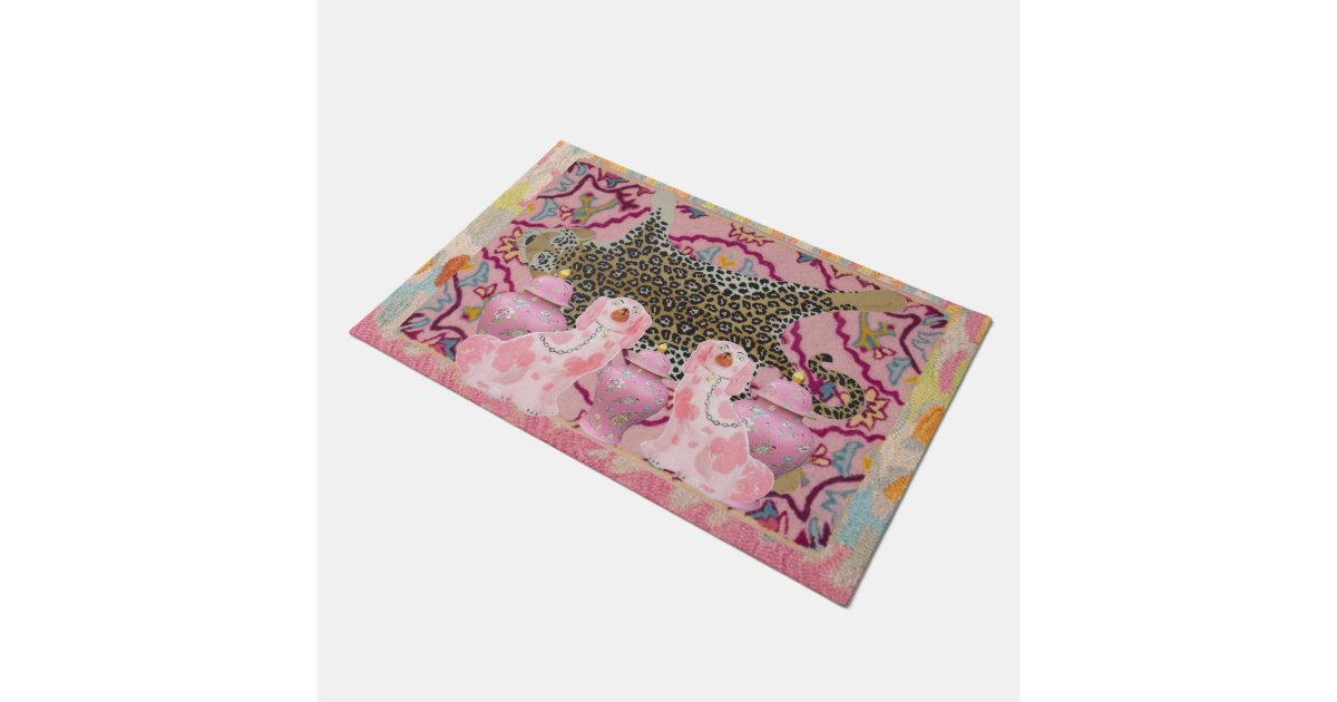 Leopard Chinoiserie Ginger Jar jars Doormat Rug | Zazzle