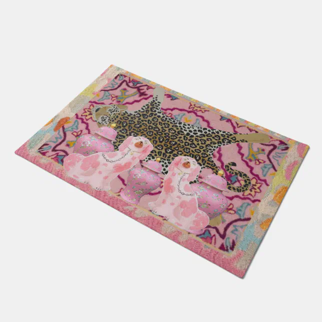 Leopard Chinoiserie Ginger Jar jars Doormat Rug | Zazzle
