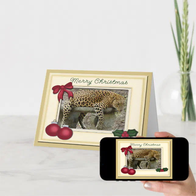Leopard Christmas Greeting Card | Zazzle