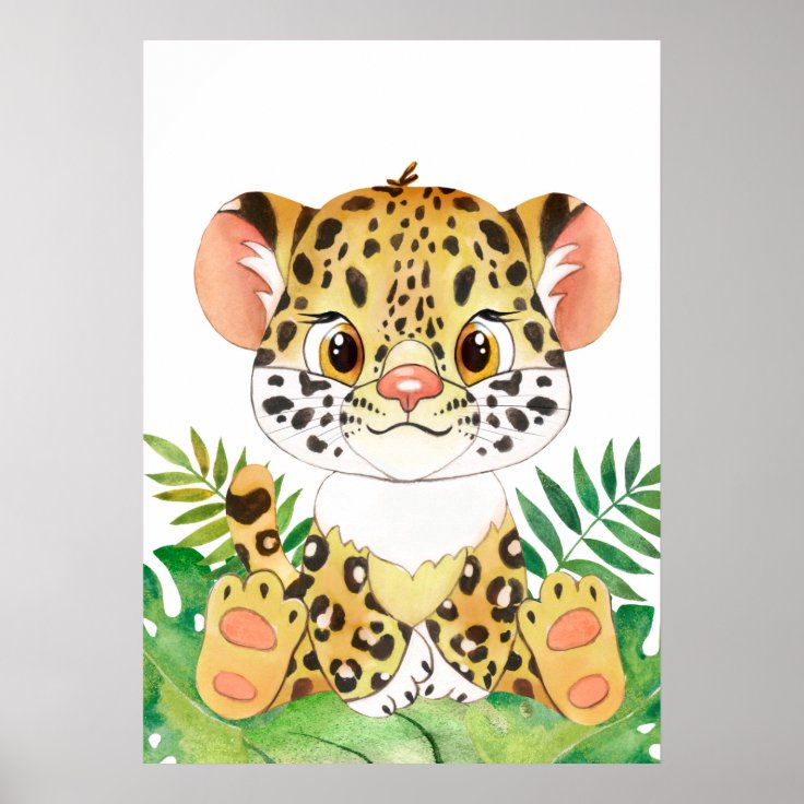 Leopard Cub, Baby Animal, Jungle Safari Animals Poster | Zazzle