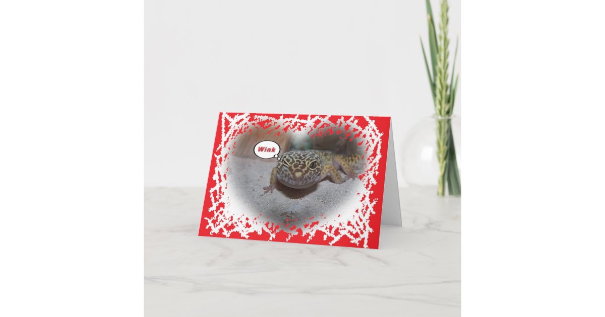 Leopard Gecko Lizard Winking Valentines Card | Zazzle