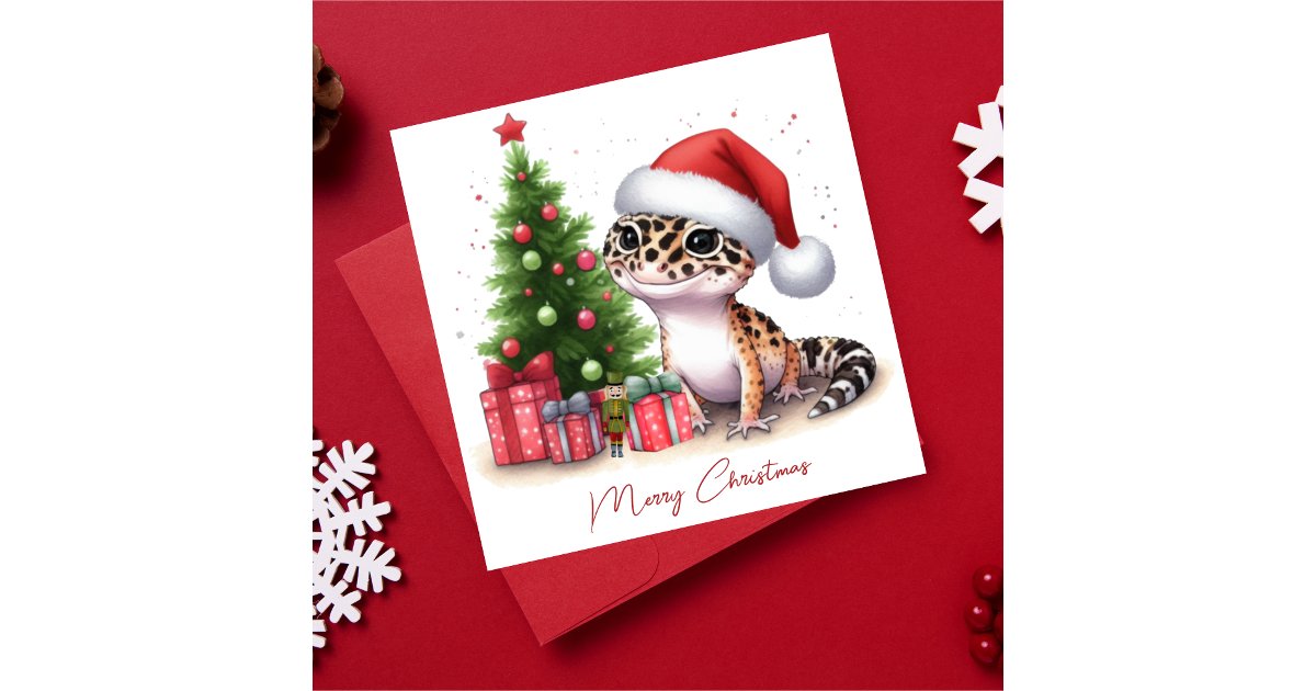 Leopard Gecko Merry Christmas Holiday Card | Zazzle