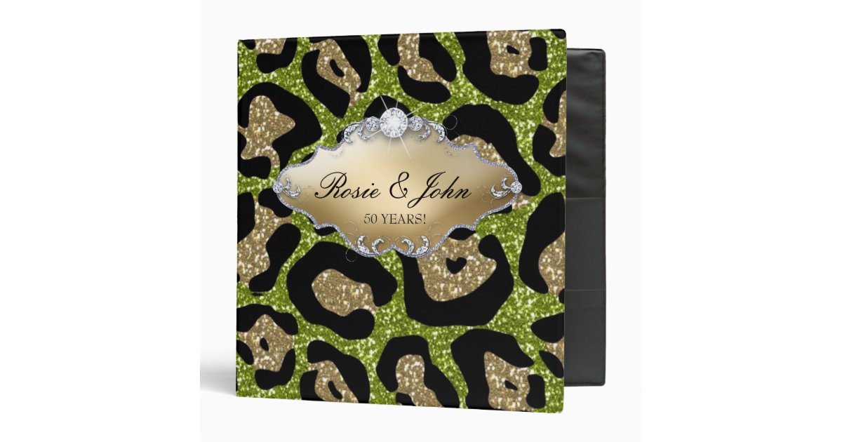 Leopard Glitter Monogram / Back 2 School Binder | Zazzle