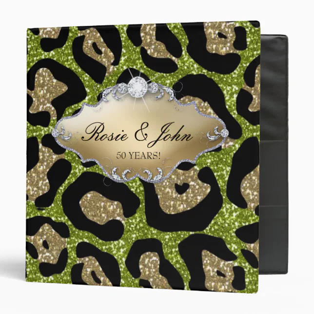 Leopard Glitter Monogram / Back 2 School Binder | Zazzle