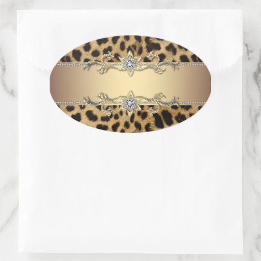 Leopard Gold Jewel Envelope Seal Sticker | Zazzle