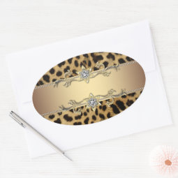 Leopard Gold Jewel Envelope Seal Sticker | Zazzle