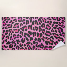 Leopard Hot Pink Painted Texture Beach Towel | Zazzle