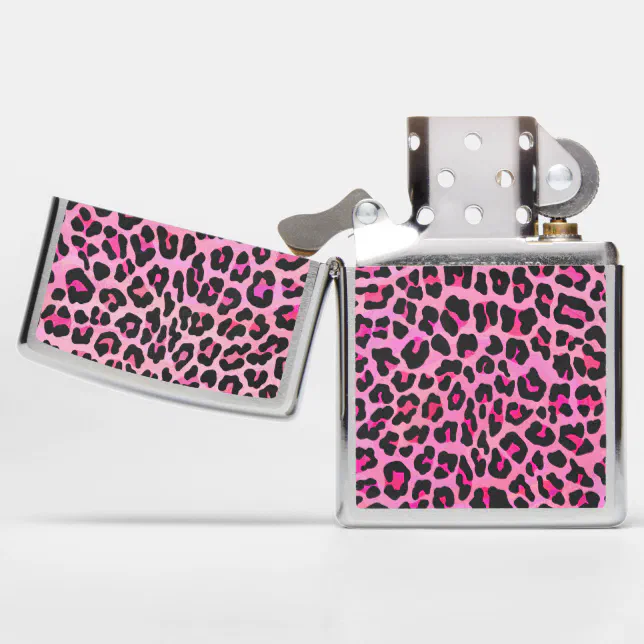 Leopard Hot Pink Painted Texture Zippo Lighter | Zazzle