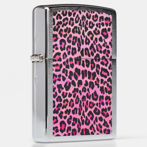 Leopard Hot Pink Painted Texture Zippo Lighter | Zazzle