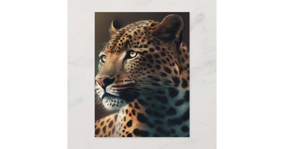 Leopard Illustration Animal Design Postcard | Zazzle
