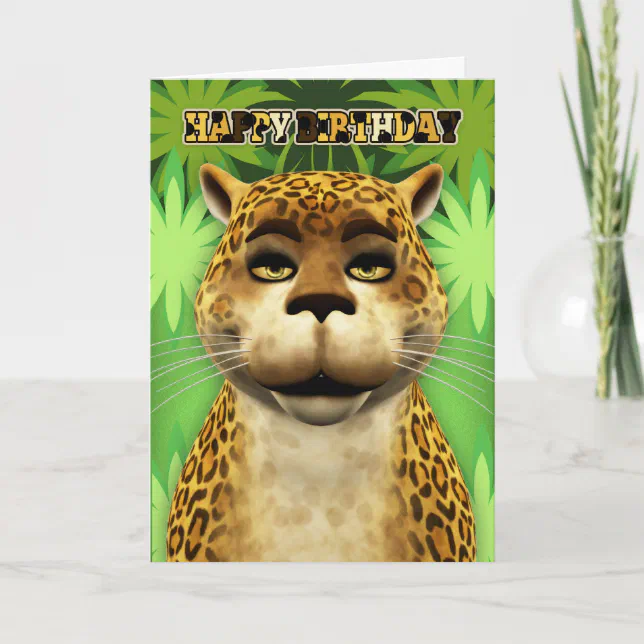 Leopard Jungle Birthday Card | Zazzle