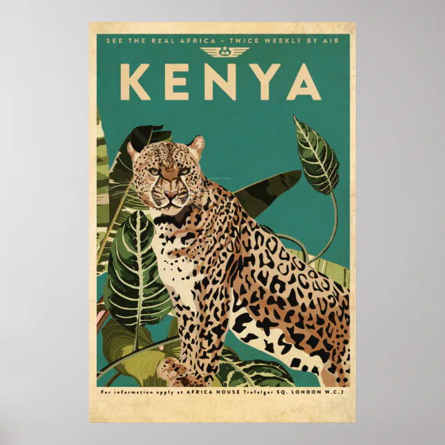 Leopard Kenya Travel Poster | Zazzle