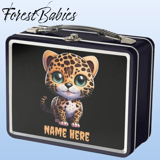 Leopard Kitten Jungle Safari Animal Kitty Cat Metal Lunch Box | Zazzle