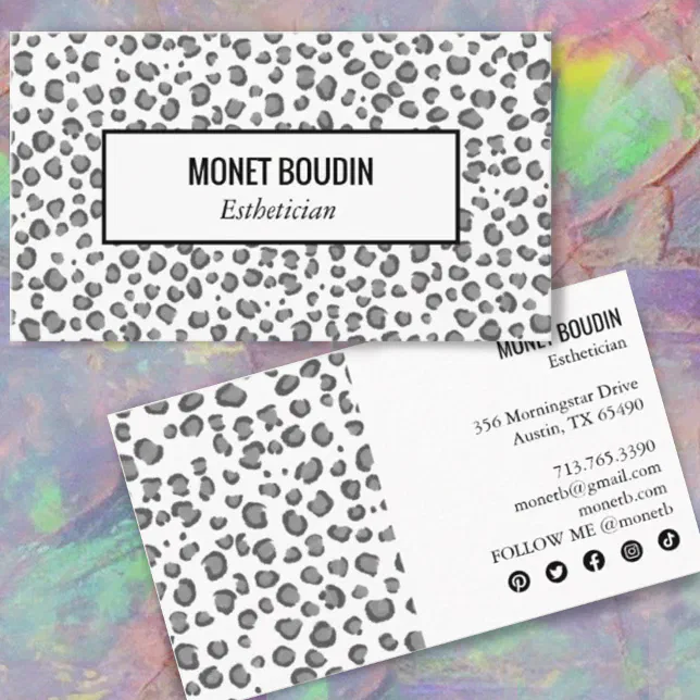 Leopard Modern Animal Print Social Media Icons Business Card | Zazzle