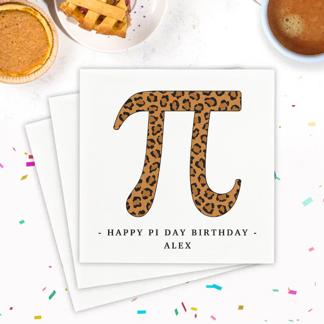 Leopard Pi Symbol Happy Pi Day Birthday Napkins | Zazzle
