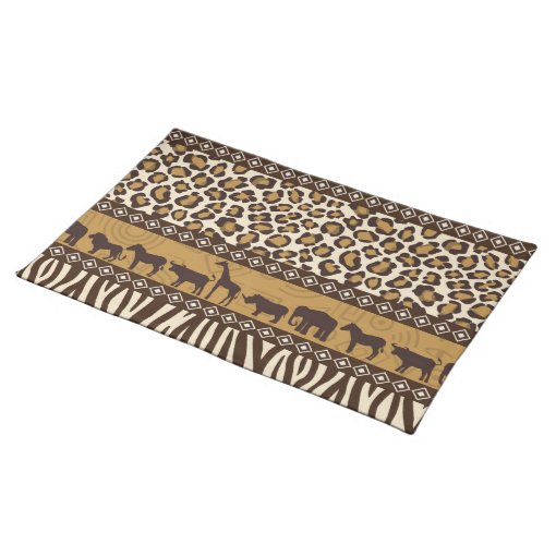 Leopard Print and African Animals Placemat | Zazzle