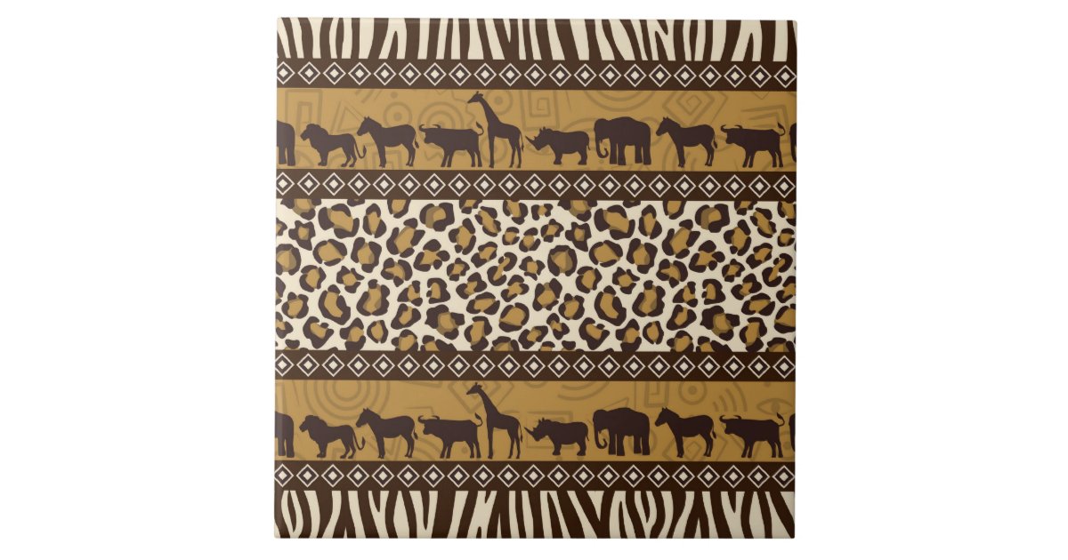Leopard Print and African Animals Tile | Zazzle