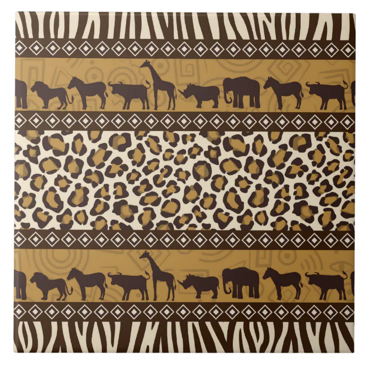 Leopard Print and African Animals Tile | Zazzle