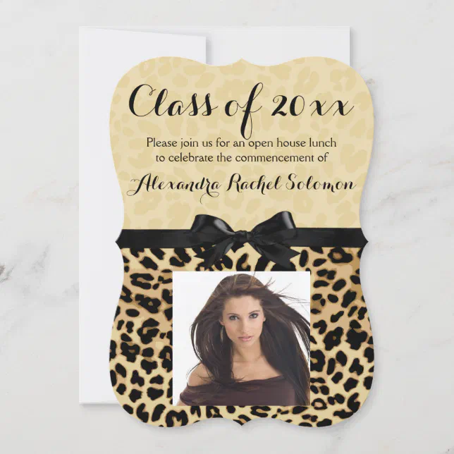 Leopard Print and Bow Graduation/Party Invitation | Zazzle