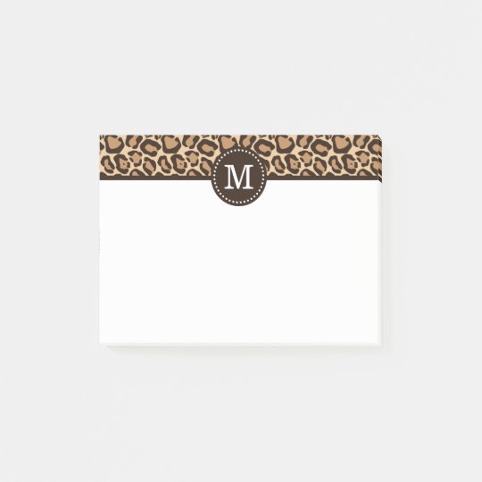 Leopard Print and Brown Custom Monogram Post-it Notes | Zazzle.com