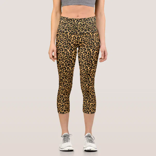 Leopard Print Animal Pattern Capri Leggings | Zazzle