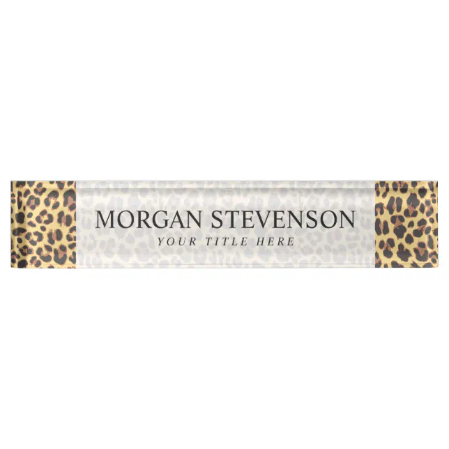 Leopard Print Animal Skin Pattern Desk Name Plate | Zazzle