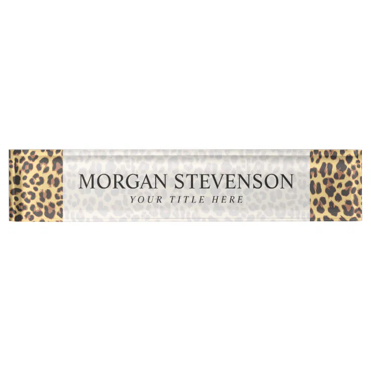 Leopard Print Animal Skin Pattern Desk Name Plate | Zazzle