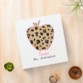 Leopard Print Apple Teacher 3 Ring Binder | Zazzle