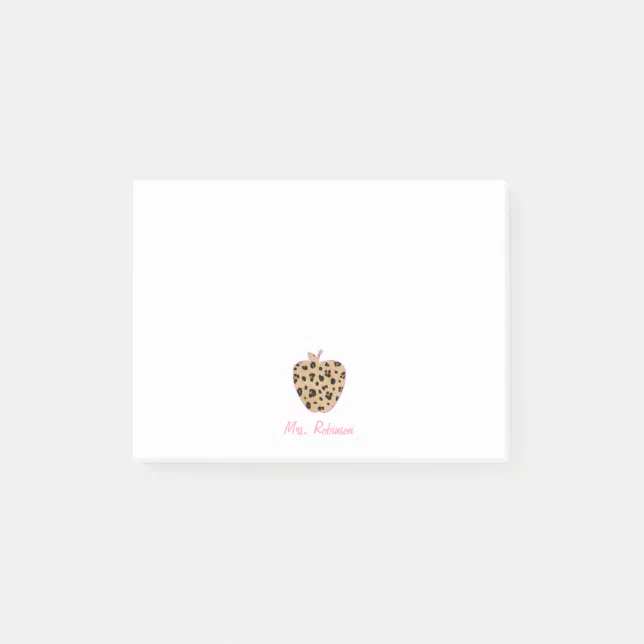 Leopard Print Apple Teacher Post-it Notes | Zazzle