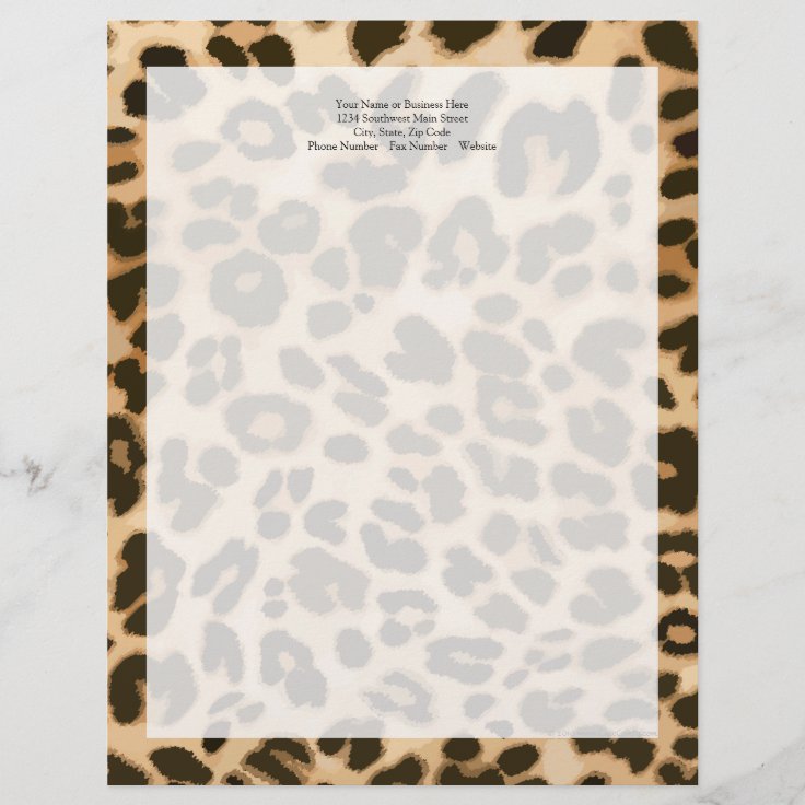 Leopard Print Background Letterhead | Zazzle