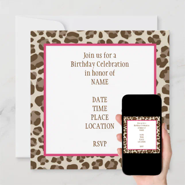 Leopard Print Birthday Invitation | Zazzle