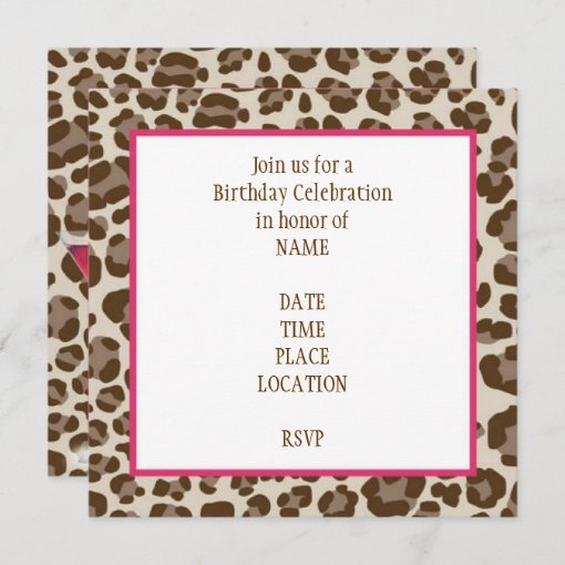 Leopard Print Birthday Invitation | Zazzle