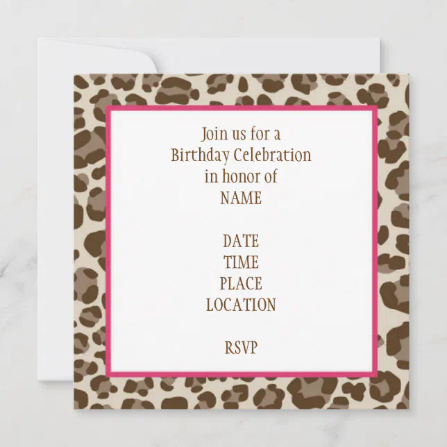 Leopard Print Birthday Invitation | Zazzle
