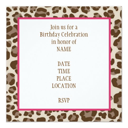 Leopard Print Birthday Invitation | Zazzle.com