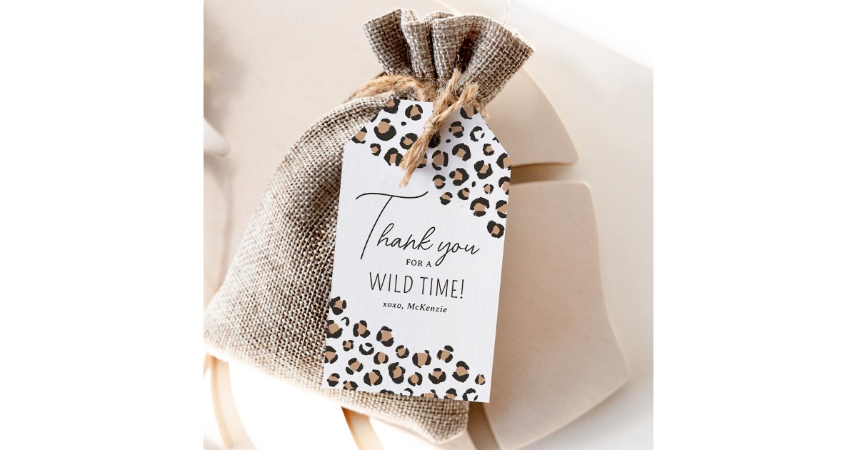Leopard Print Birthday Party Gift Tags | Zazzle