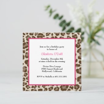 leopard print birthday party invitation | Zazzle