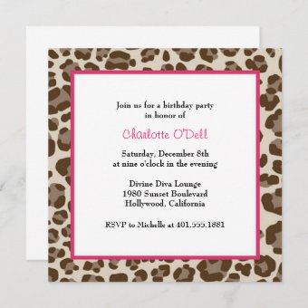 leopard print birthday party invitation | Zazzle