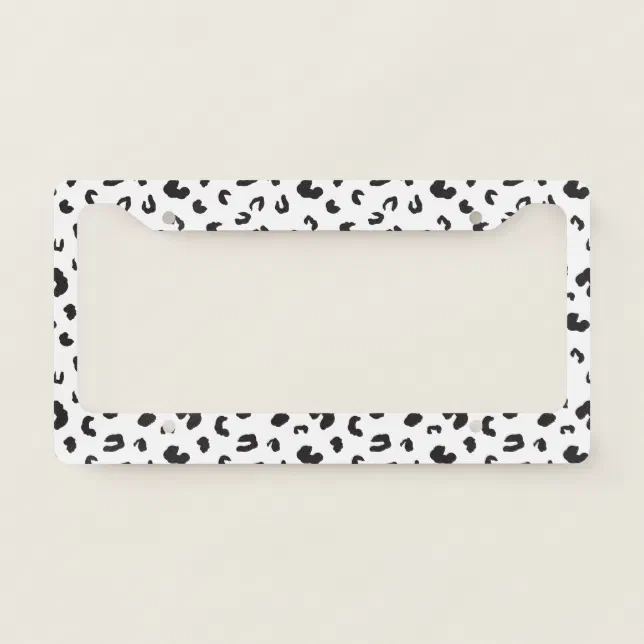 Leopard Print Black and White License Plate Frame | Zazzle